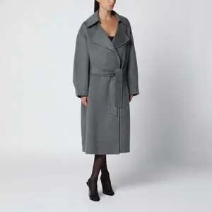 THE FRANKIE SHOP Double-breasted Belted Wool Blend Coat
