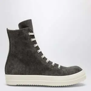 Rick Owens Velvet-effect Canvas High-top Sneakers