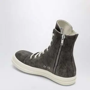Rick Owens Velvet-effect Canvas High-top Sneakers