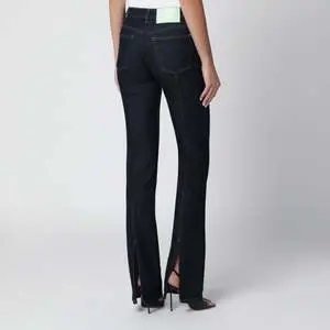 HAIKURE Dark Blue Denim Jeans With Slit Hem