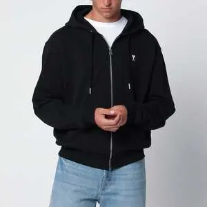 AMI Paris De Coeur Zip-up Sweatshirt - Black
