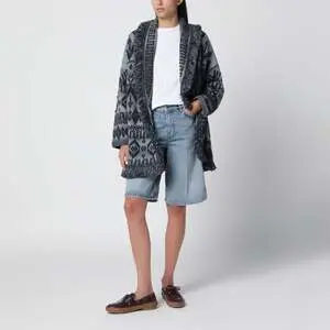 Alanui Dark Jacquard Cardigan With Fringe