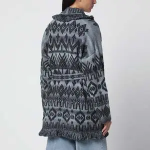 Alanui Dark Jacquard Cardigan With Fringe