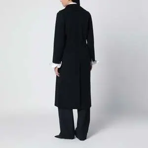 Max Mara Long Robe Coat In Virgin Wool - Blue