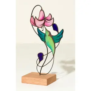 UNCOMMON GOODS Joyful Hummingbird Stained Glass Sculpture Avgul Oleg Avgul - Multi