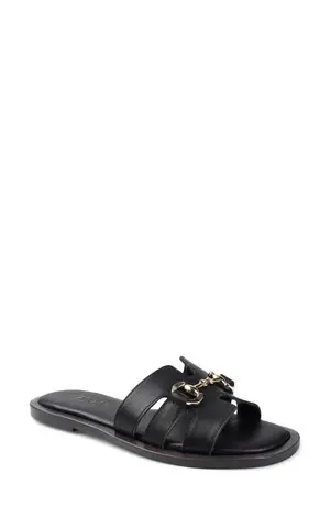ARTISAN CRAFTED BY ZIGI Bellevue Leather Slide Sandal With Horsebit Detail - Black Leather