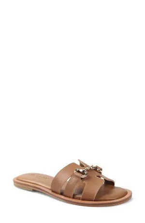 ARTISAN CRAFTED BY ZIGI Bellevue Leather Slide Sandal With Horsebit Detail - Tan Leather