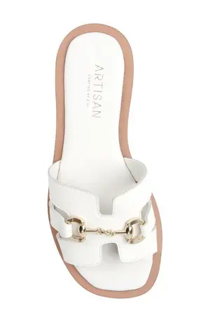 ARTISAN CRAFTED BY ZIGI Bellevue Leather Slide Sandal - White Leather