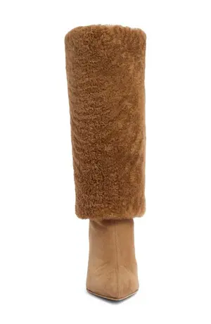 BETZÁBE Genuine Shearling Cuff Knee-high Stiletto Boots