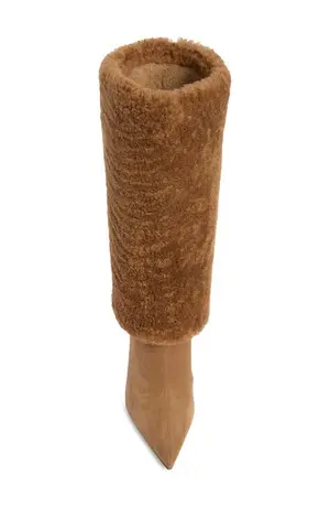 BETZÁBE Genuine Shearling Cuff Knee-high Stiletto Boots