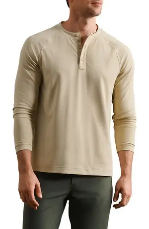 RHONE Waffle Tech Henley - Toasted Oat