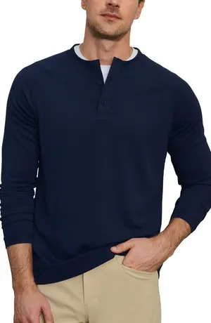 RHONE Waffle Tech Henley - True Navy