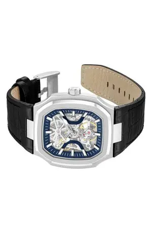 KENNETH COLE Automatic Leather Strap Watch