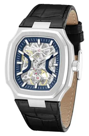 KENNETH COLE Automatic Leather Strap Watch