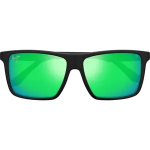 Maui Jim Mamalu Bay 62mm Polarizedplus2® Oversize Square Sunglasses - Black