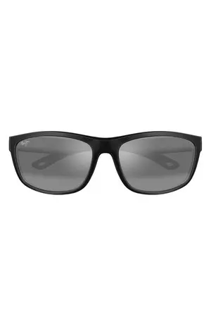 Maui Jim Nuu Landing 62mm Polarizedplus2® Oversize Rectangular Sunglasses - Black