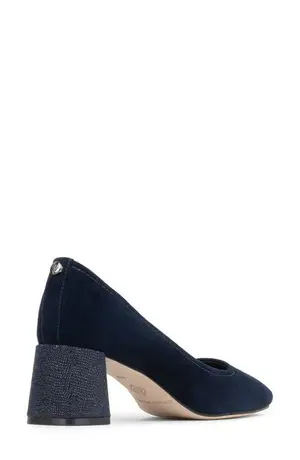 DONALD PLINER Delite Pump With Embossed Block Heel - Navy
