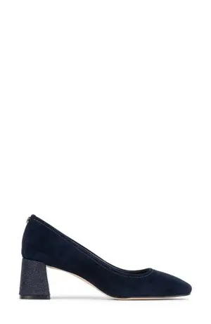 DONALD PLINER Delite Pump With Embossed Block Heel - Navy
