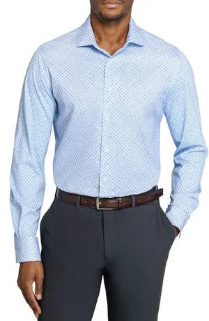 W.R.K Slim Fit Cross Geo Reworked Button-up Shirt - White/blue