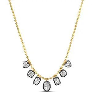 SHYMI Mixed Shape Stone Dangle Necklace - Gold/black