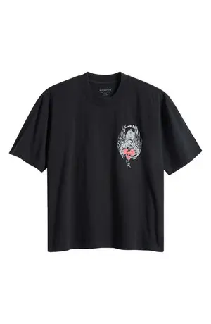 ALLSAINTS Scimitar Graphic Organic Cotton T-shirt - Washed Black