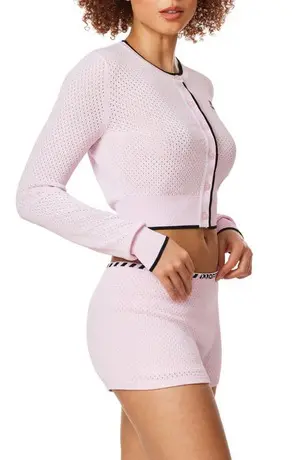 L/AB C/O OFF-WHITE Cropped Mesh Cardigan With Logo
