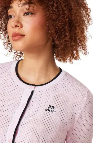 L/AB C/O OFF-WHITE Cropped Mesh Cardigan With Logo
