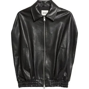 ARMA Bina Vegetal Lambskin Leather Cape Jacket - Black