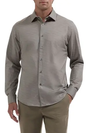 Bugatchi James Ooohcotton Performance Long Sleeve Shirt - Olive