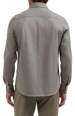 Bugatchi James Ooohcotton Performance Long Sleeve Shirt - Olive