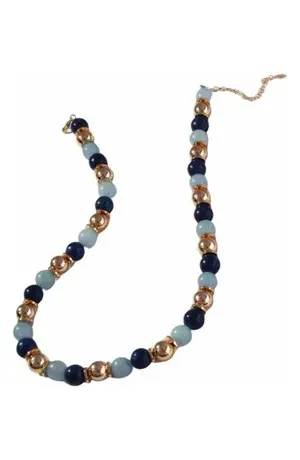 MACRAE & CO. Gilded Beaded Necklace Blue