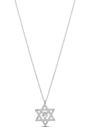 SHYMI Star Of David Heart Cubic Zirconia Pendant Necklace - Silver