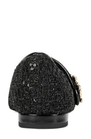 Karl Lagerfeld Paris Isabelle Mary Jane Ballet Flat With Embellished Tweed - Black