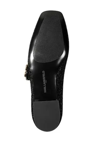 Karl Lagerfeld Paris Isabelle Mary Jane Ballet Flat With Embellished Tweed - Black