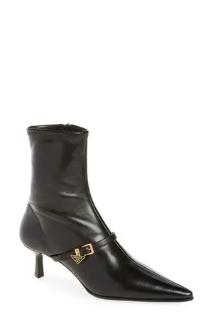 Prada Stretch Leather Ankle Boot - Nero
