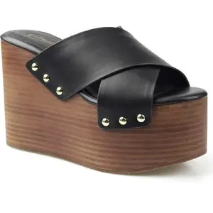 CANDIE'S Jazzi Platform Wedge Sandal - Blklt