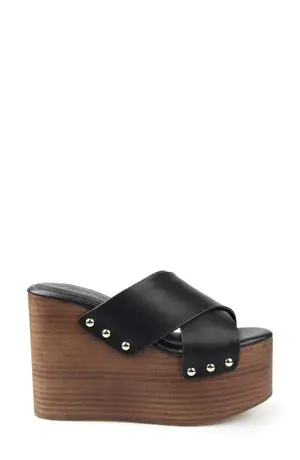 CANDIE'S Jazzi Platform Wedge Sandal - Blklt