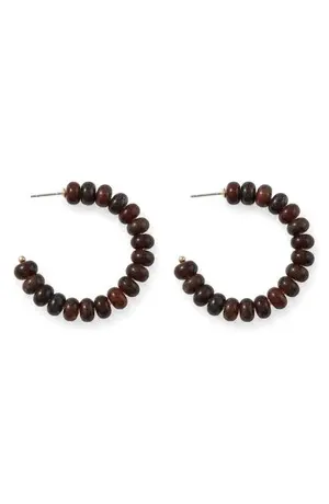 MACRAE & CO. Bauble Beaded Hoop Earrings Brown