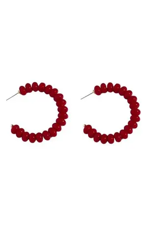 MACRAE & CO. Bauble Beaded Hoop Earrings Red