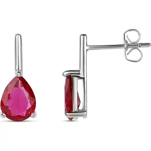 SHYMI Pear Stone Mini Drop Earrings - Pink Silver