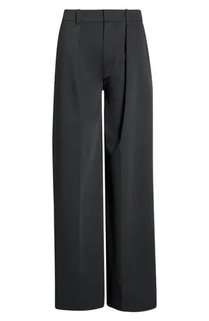 Staud Maysen Wide Leg Pleated Trousers - Smoke