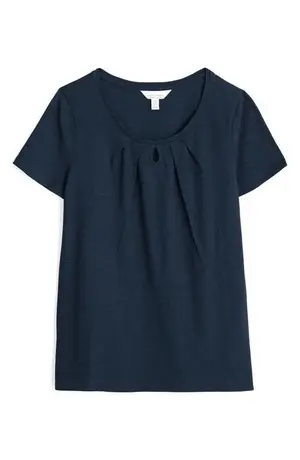 SEASALT CORNWALL Appletree Keyhole Organic Cotton T-shirt - Maritime