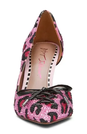 Betsey Johnson Delta D'orsay Pumps With Crystal Embellishments