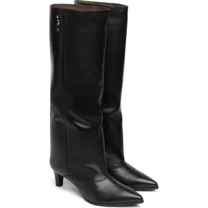 NEROGIARDINI Knee High Suede Boots With Kitten Heel And Pointed Toe - Black