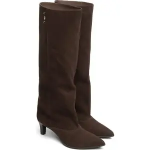 NEROGIARDINI Cuff Pointed Toe Knee High Boot - Chocolate