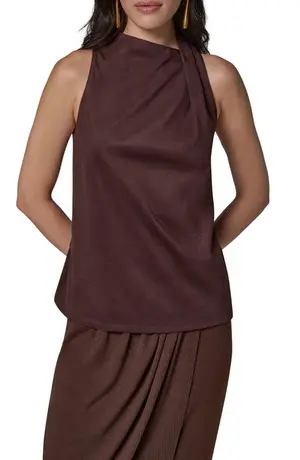 Donna Karan New York Mixed Media Tie Neck Tank