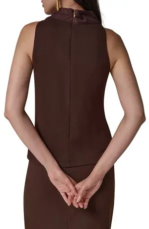 Donna Karan New York Mixed Media Tie Neck Tank