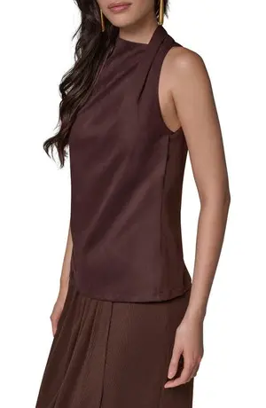 Donna Karan New York Mixed Media Tie Neck Tank