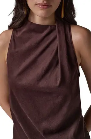 Donna Karan New York Mixed Media Tie Neck Tank