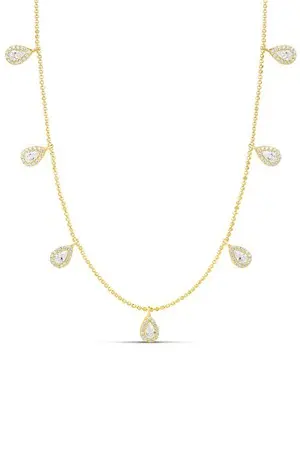SHYMI Pear Shape Cubic Zirconia Drop Necklace - Gold